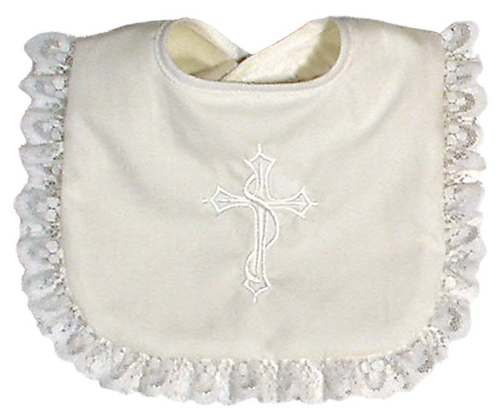 R7550L Ivory Christening Embroidered Lace Bib – RaindropsBaby